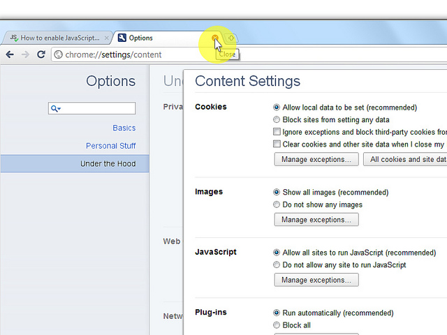 Cómo habilitar JavaScript en tu navegador